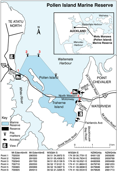 Maps and boundaries: Motu Manawa-Pollen Island Marine Reserve