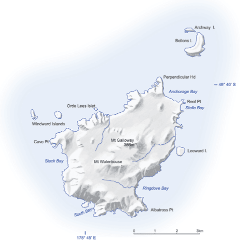 Map of the Antipodes Islands: New Zealand's subantarctic islands