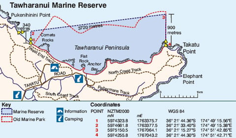 Maps and boundaries: Tāwharanui Marine Reserve